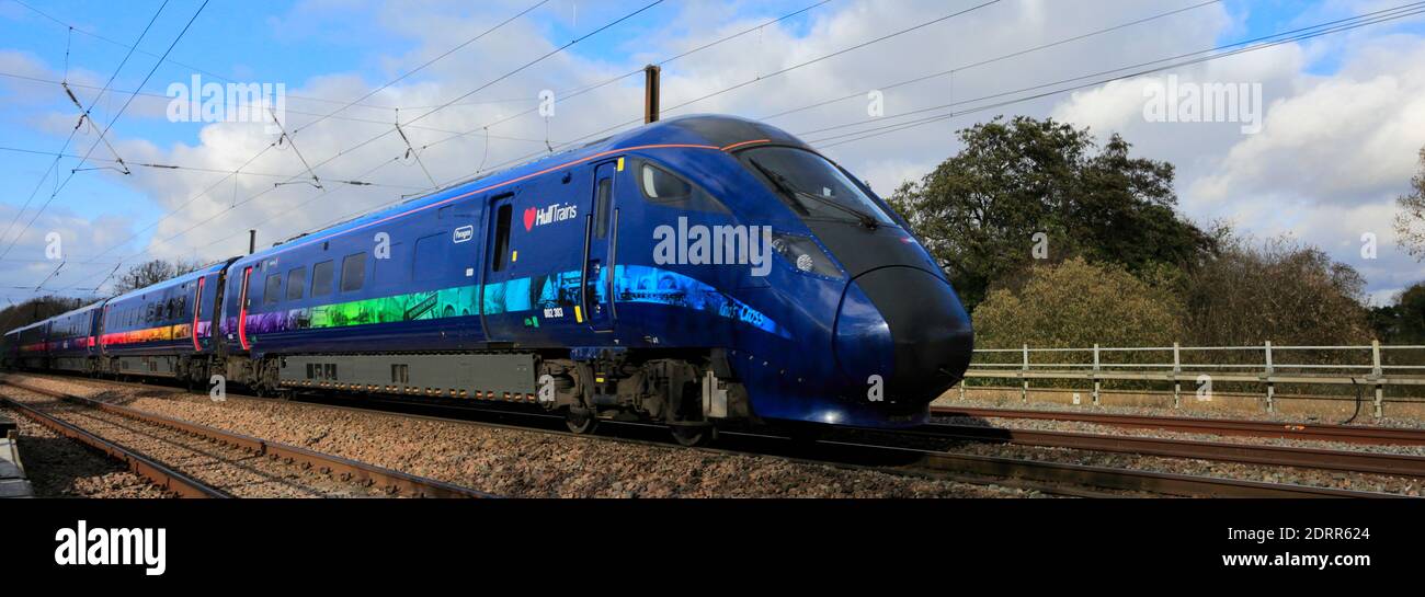 Hull Trains 802303 Azuma, East Coast Main Line Railway; Peterborough ...