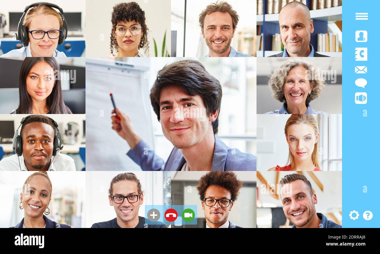 Online video conference meeting by business team as a meeting or ...