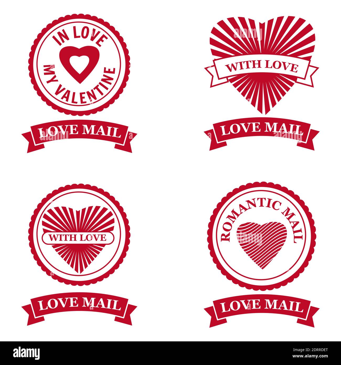 Set Love Mail icon Happy Valentine day Heart With Love. Symbol for mail ...