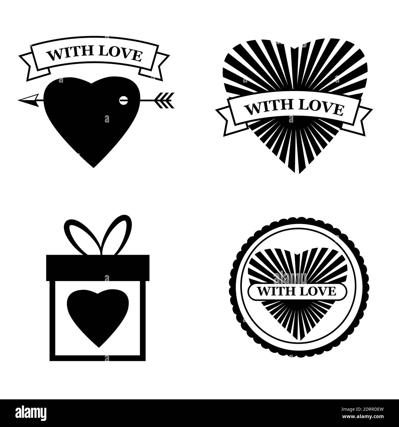 Set Love icon Happy Valentine day Heart stamps. Symbol vector isolated ...