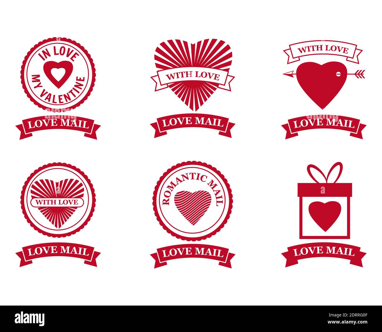 Set Love Mail icon Happy Valentine day Heart With Love. Symbol for mail ...