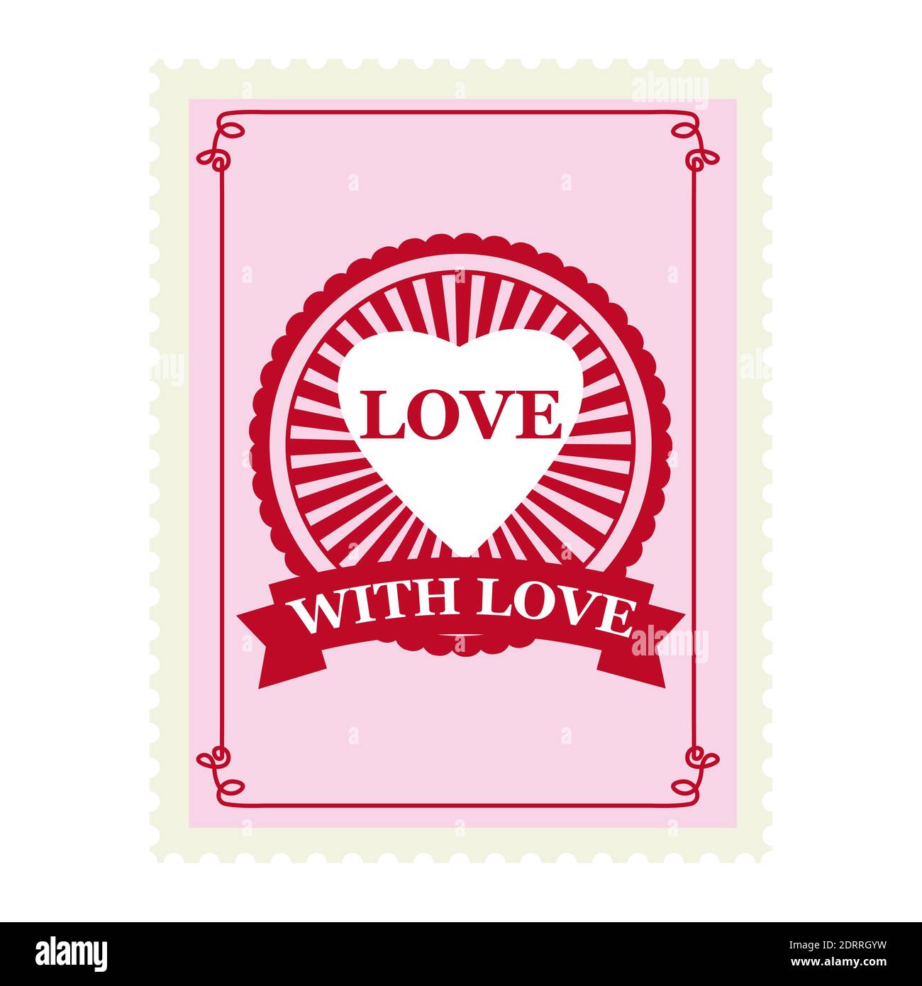 Valentine s day postage stamp, for postcard, mail envelope. Heart, With ...