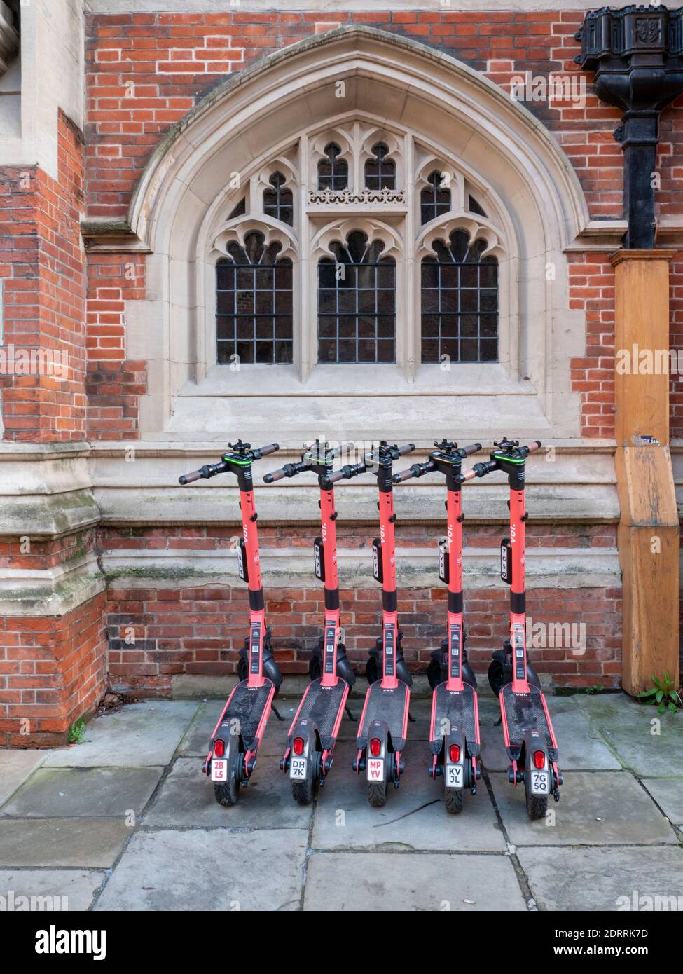 VOI electric scooters parked in Cambridge UK part of a scheme for green ...
