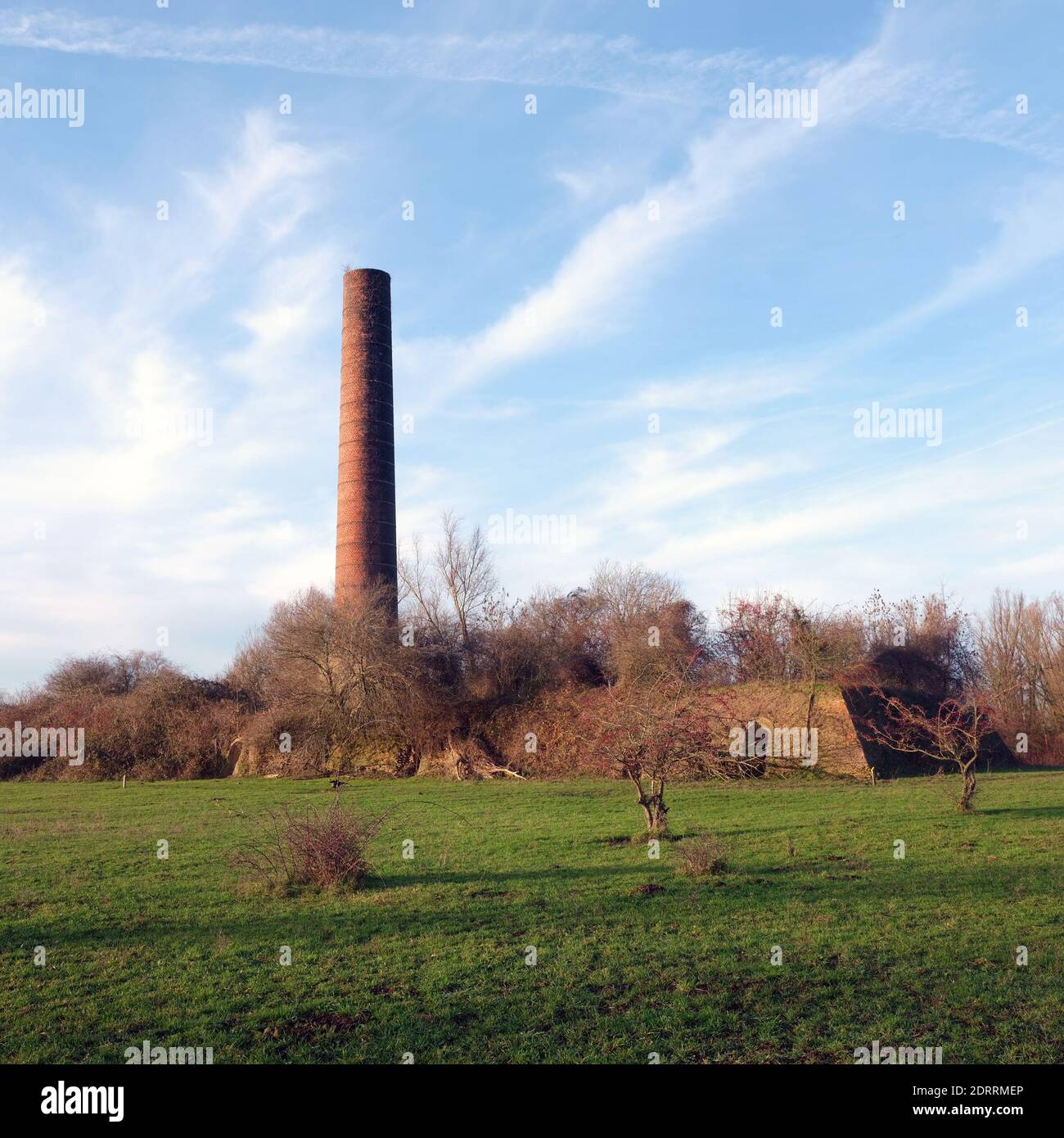 ruin of old brick factory and chimney near wageningen in the ...
