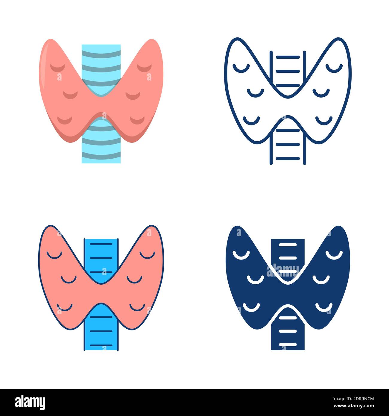 Thyroid icon set in flat and line style. Human internal organ symbol ...