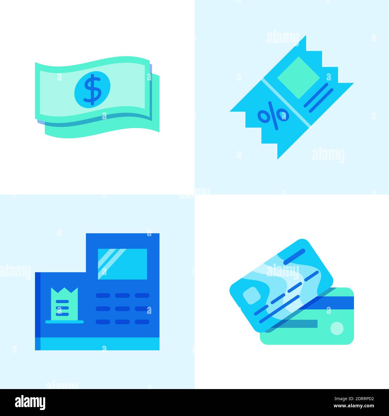 Payment icon set in flat style. Dollar banknote, discount coupon ...