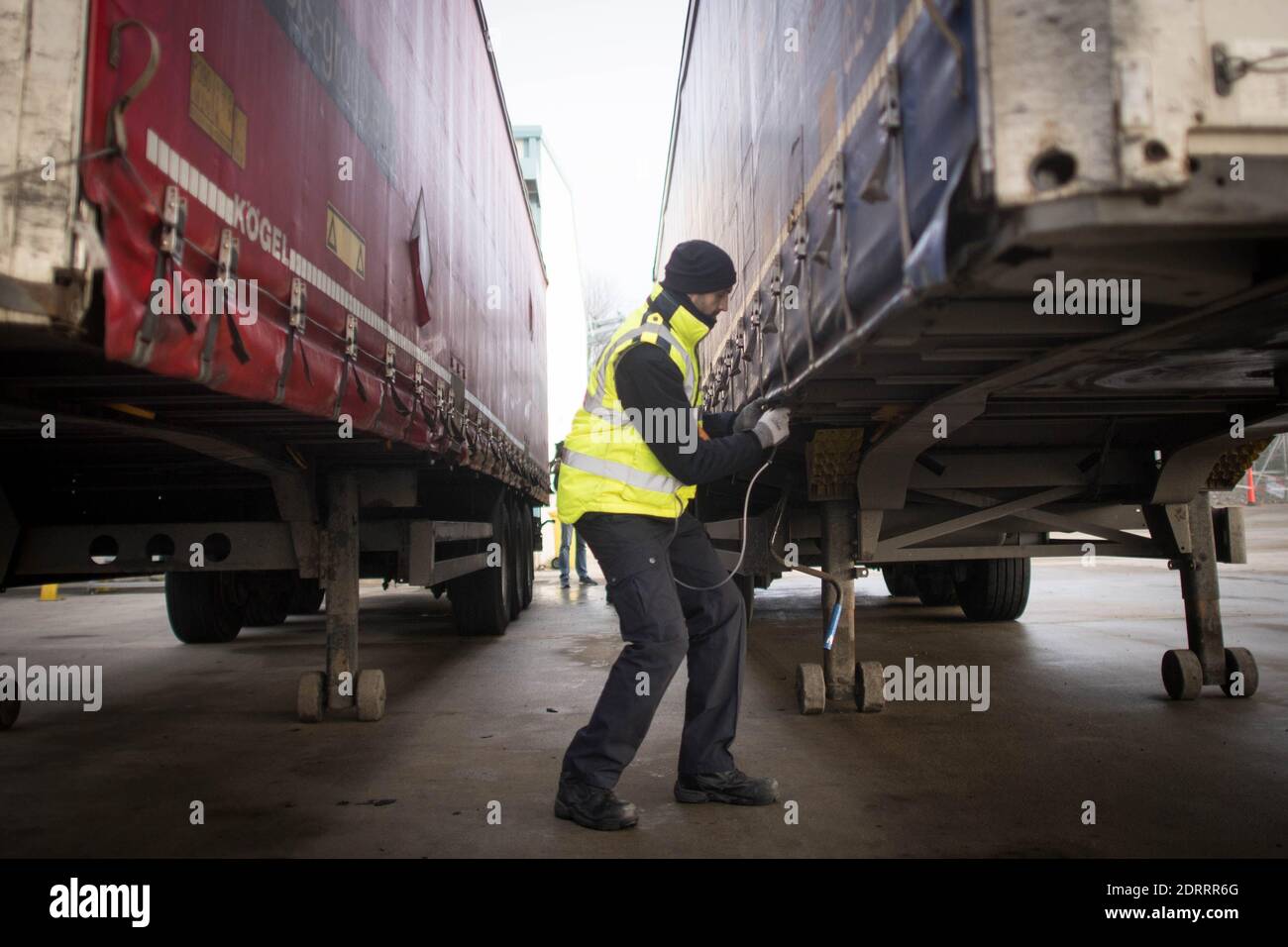 Previously unissued photo dated 27/11/20 of Border Force staff check a ...