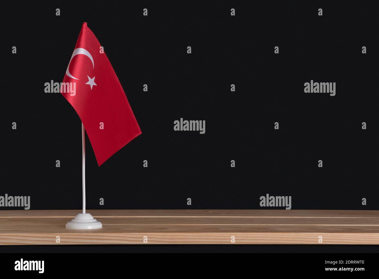 National table flag of Turkey on black background. Red flag moon and ...