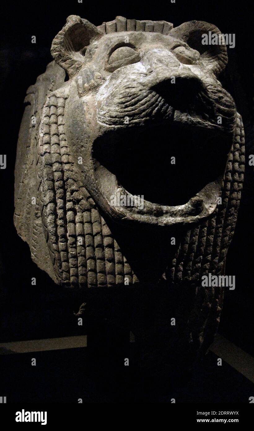 Ancient Near East. Babylon. Protective lion's head, guardian of a ...