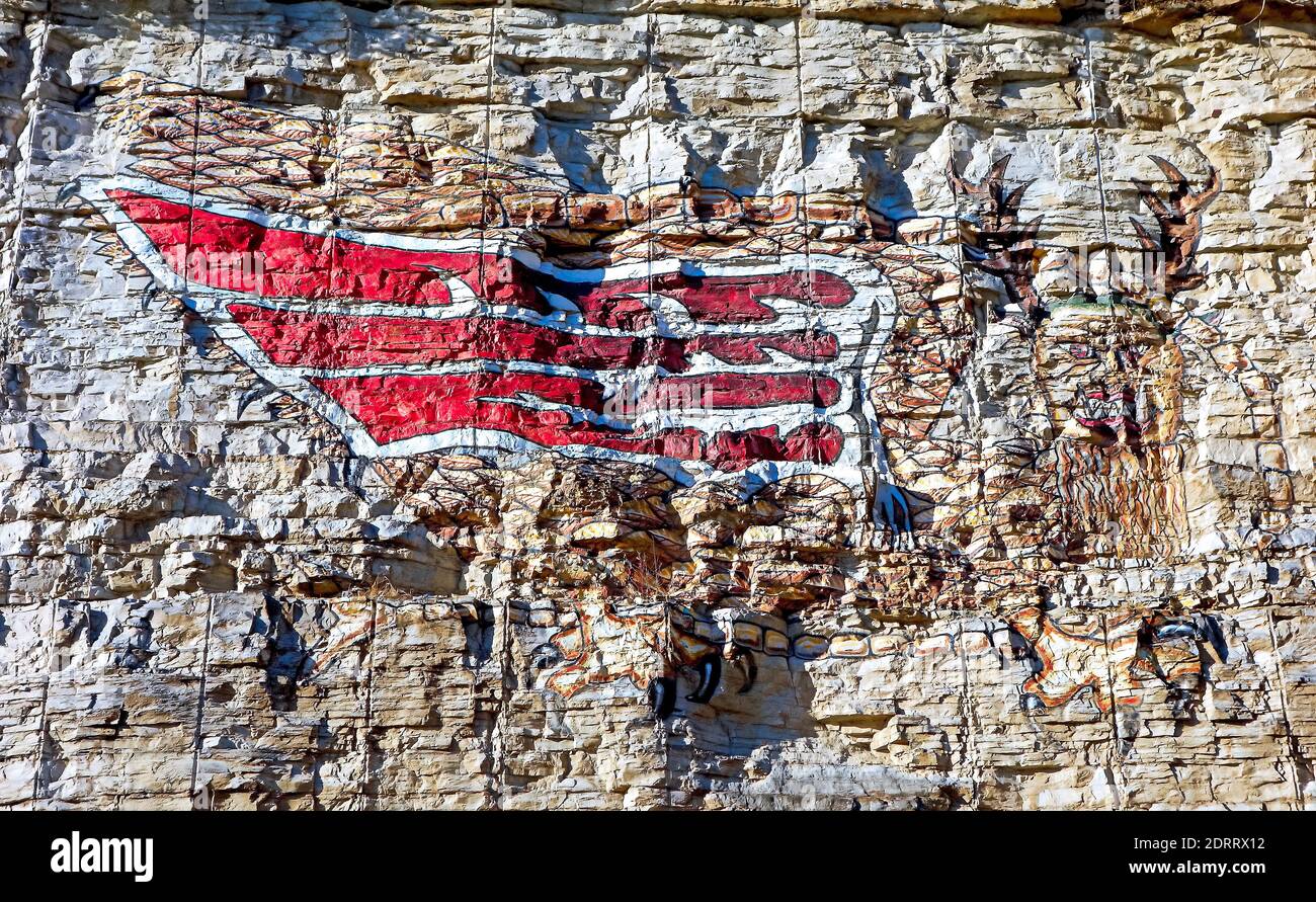 The legend of the Piasa Bird on the wall at Piasain Illinois Stock ...