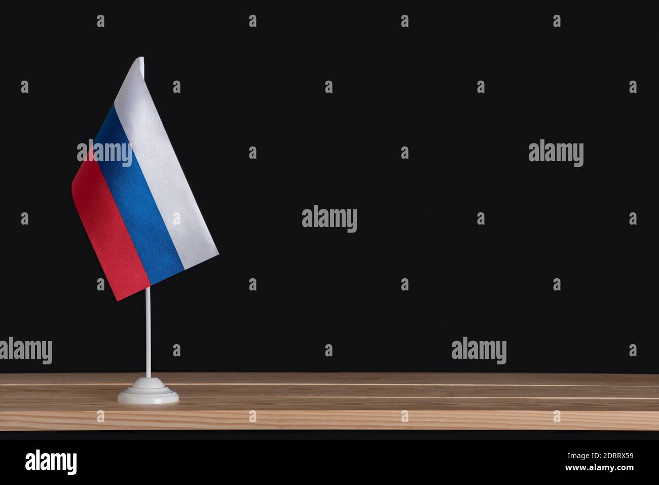 National table flag of Russia on black background. Tricolor flag of ...