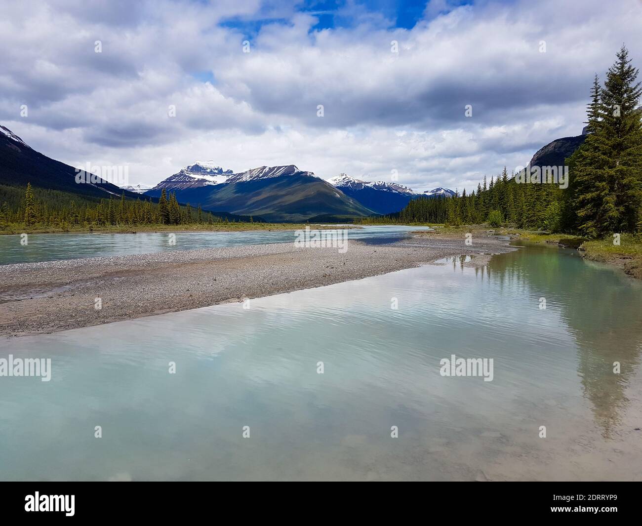 River in the mountains in Alberta, Canada. Rainy day Stock Photo - Alamy