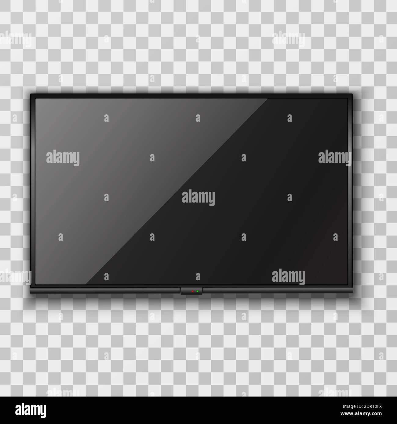 3d realistic vector black screen TV hanging on the wall, transparent ...