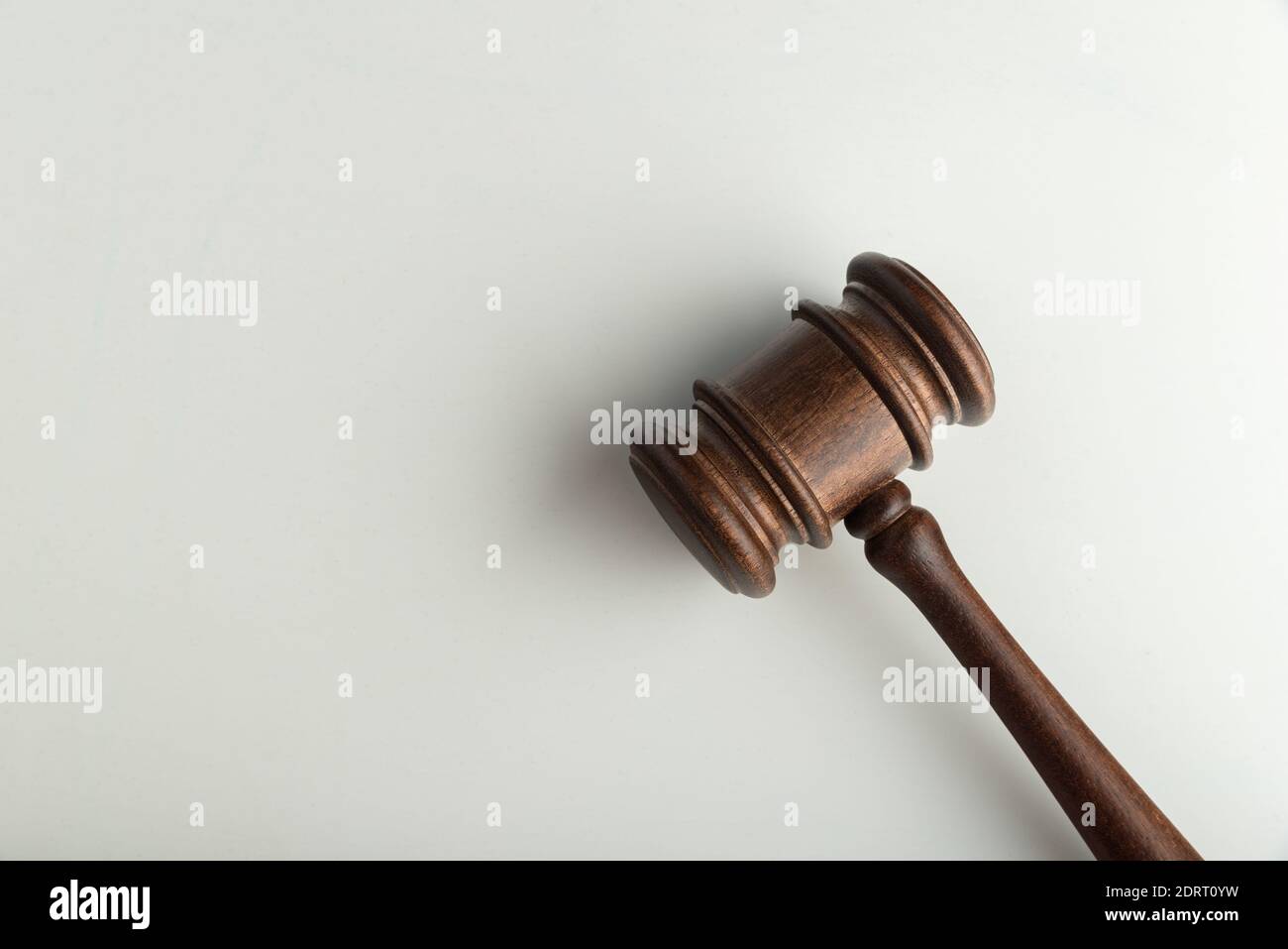 Judge Wooden mallet on white background. Top view. Wooden gavel. Laws ...