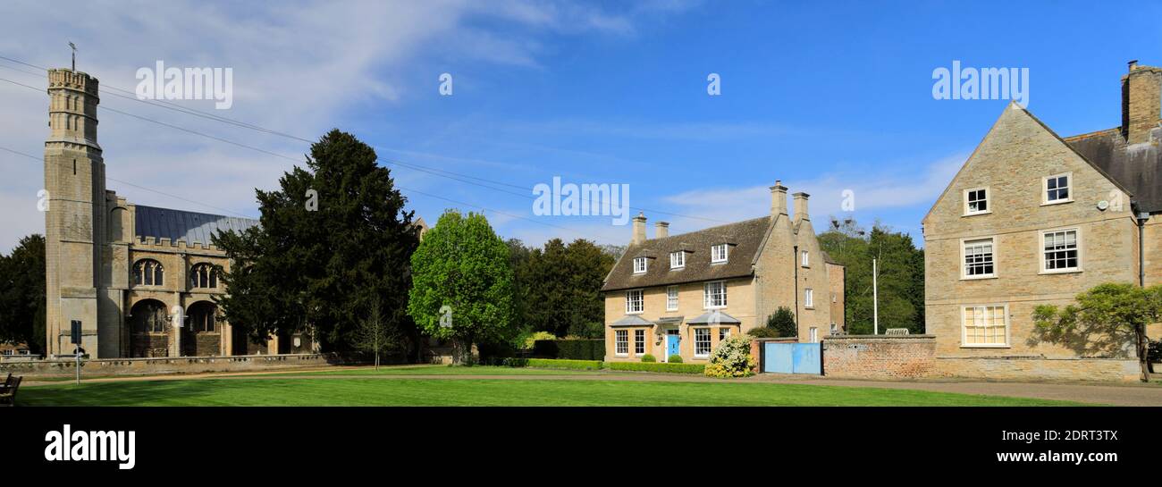 Summer view of Thorney Abbey church, Thorney village, Cambridgeshire ...