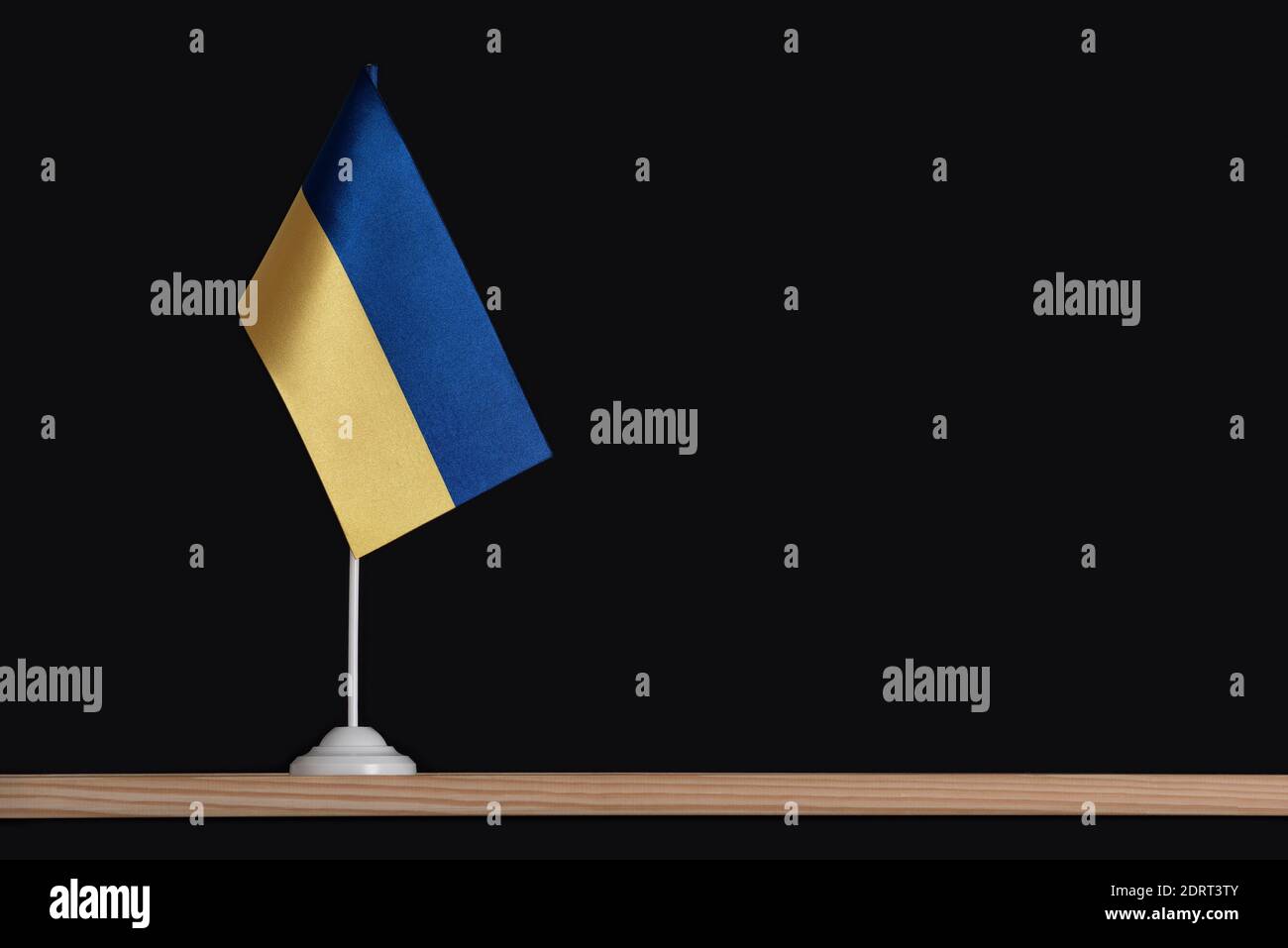 National table flag of Ukraine on black background. Yellow blue flag ...