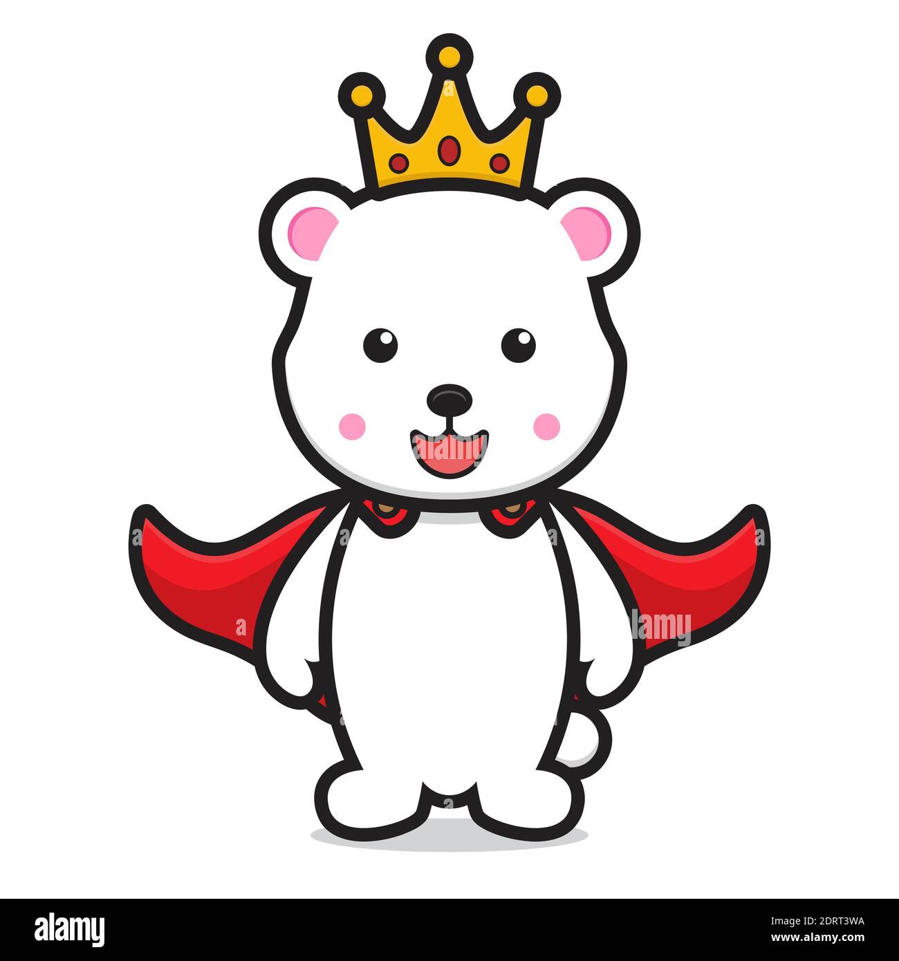 cute king white bear cartoon character wearing crown. design isolated ...
