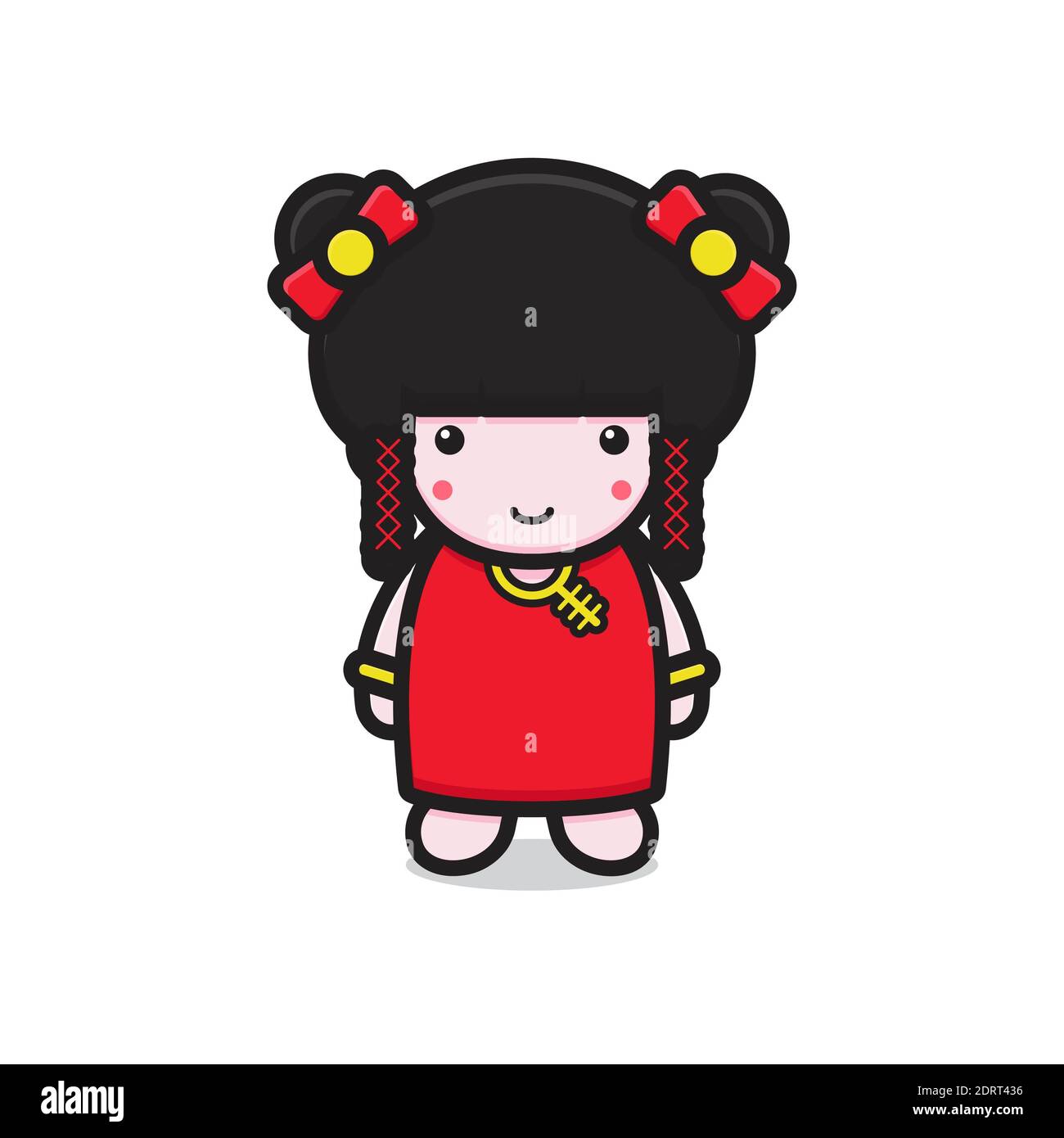 cute chinese girl character smile. design isolated on white background ...
