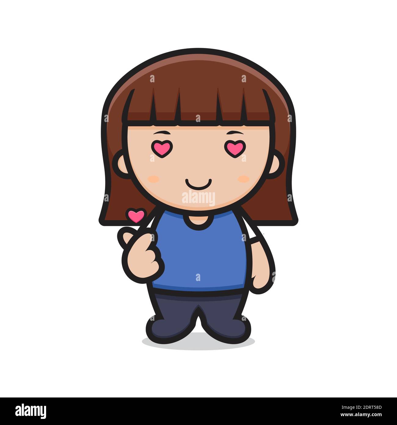 cute girl cartoon character posing finger love. design isolated on ...