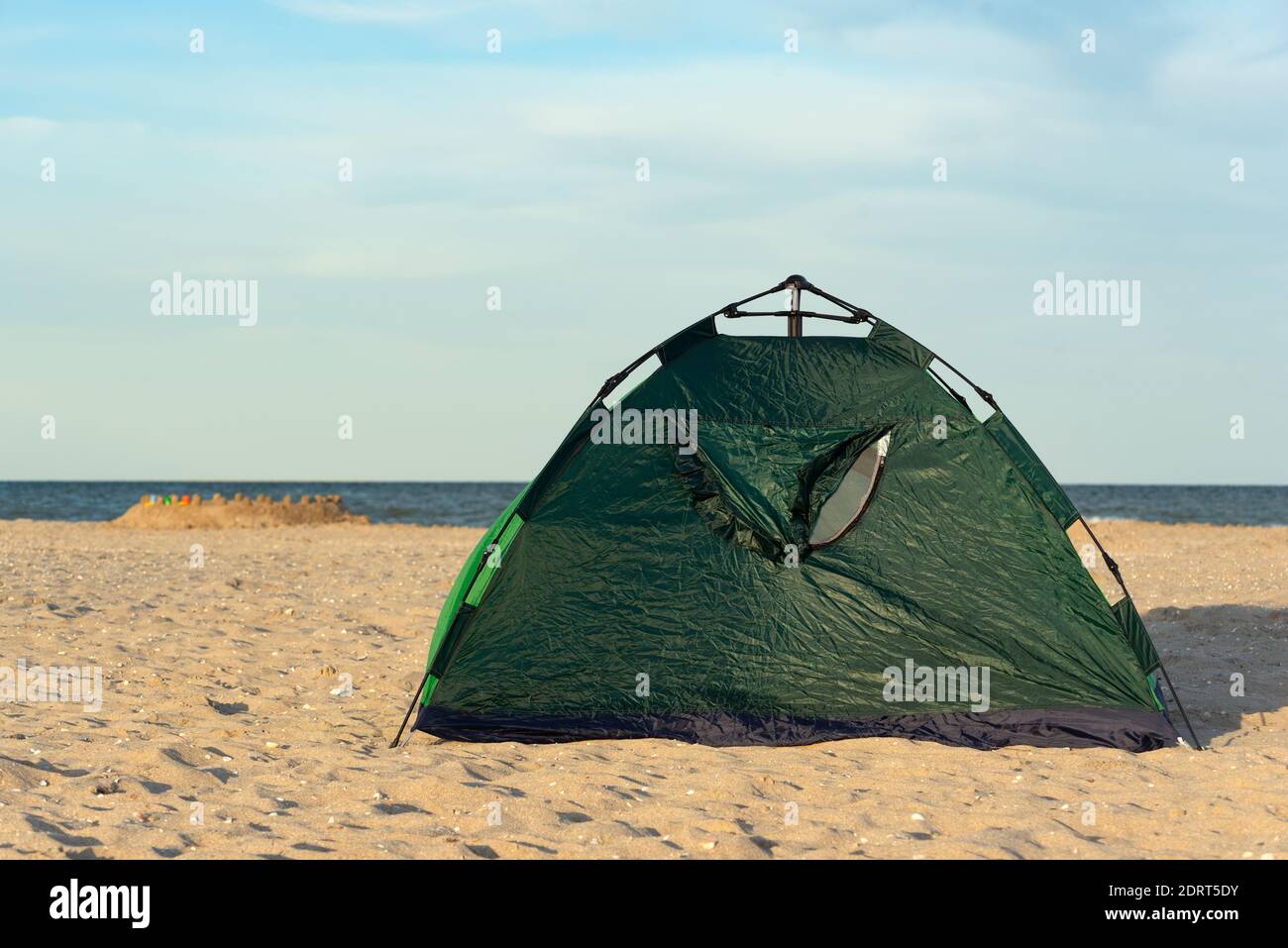 Camping and tent on sandy seashore. Vacation at sea with tent Stock ...