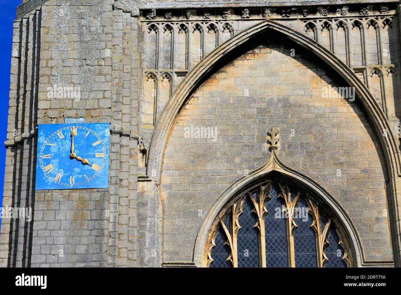 Summer view of Thorney Abbey church, Thorney village, Cambridgeshire ...