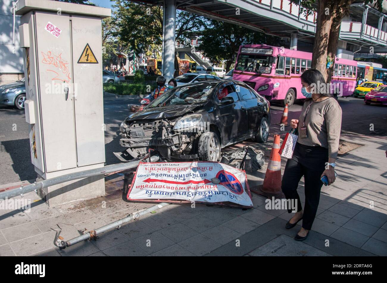 Woman hit car on pole hi-res stock photography and images - Alamy