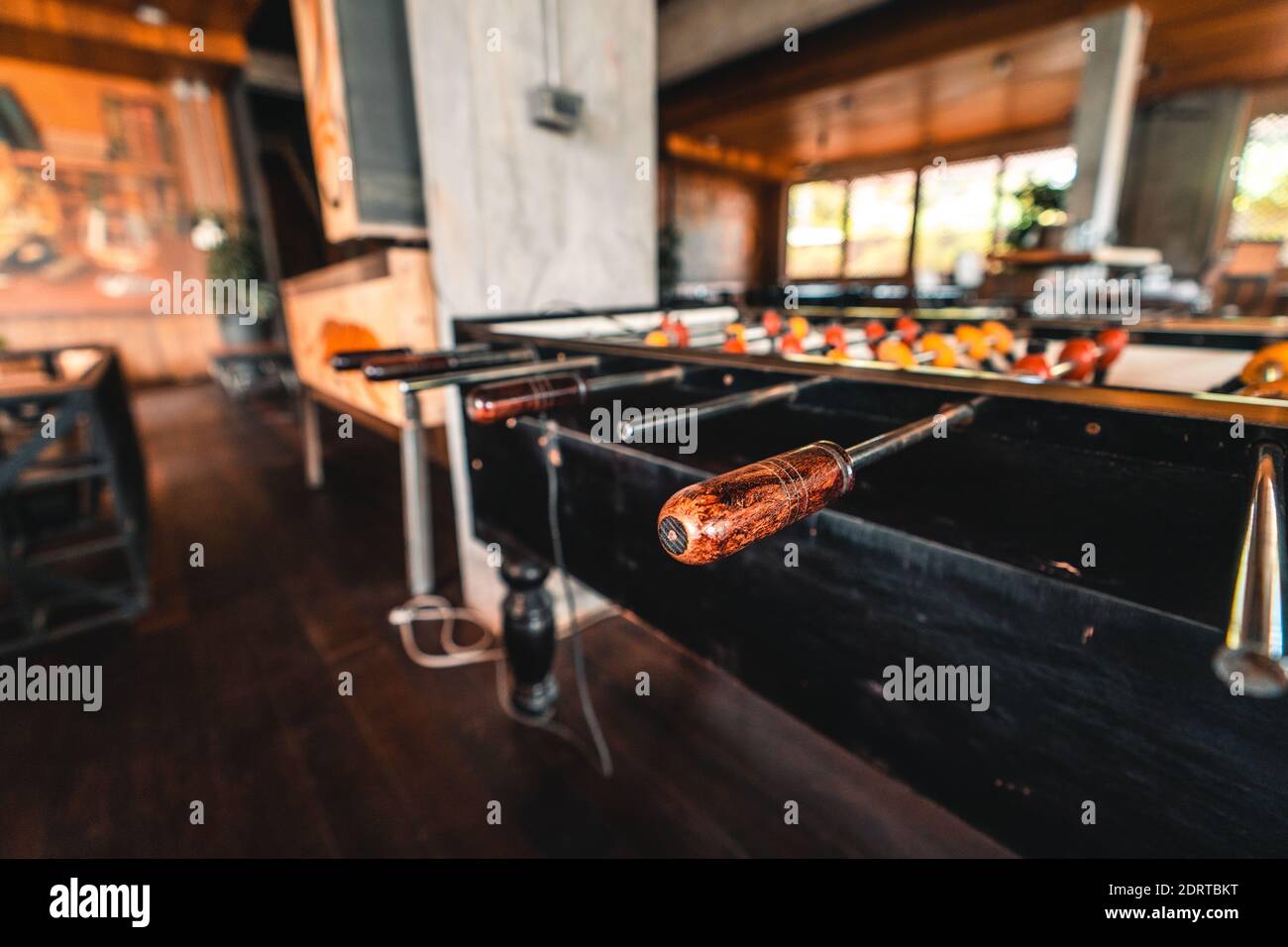Old Table Football Game In the bar Stock Photo - Alamy