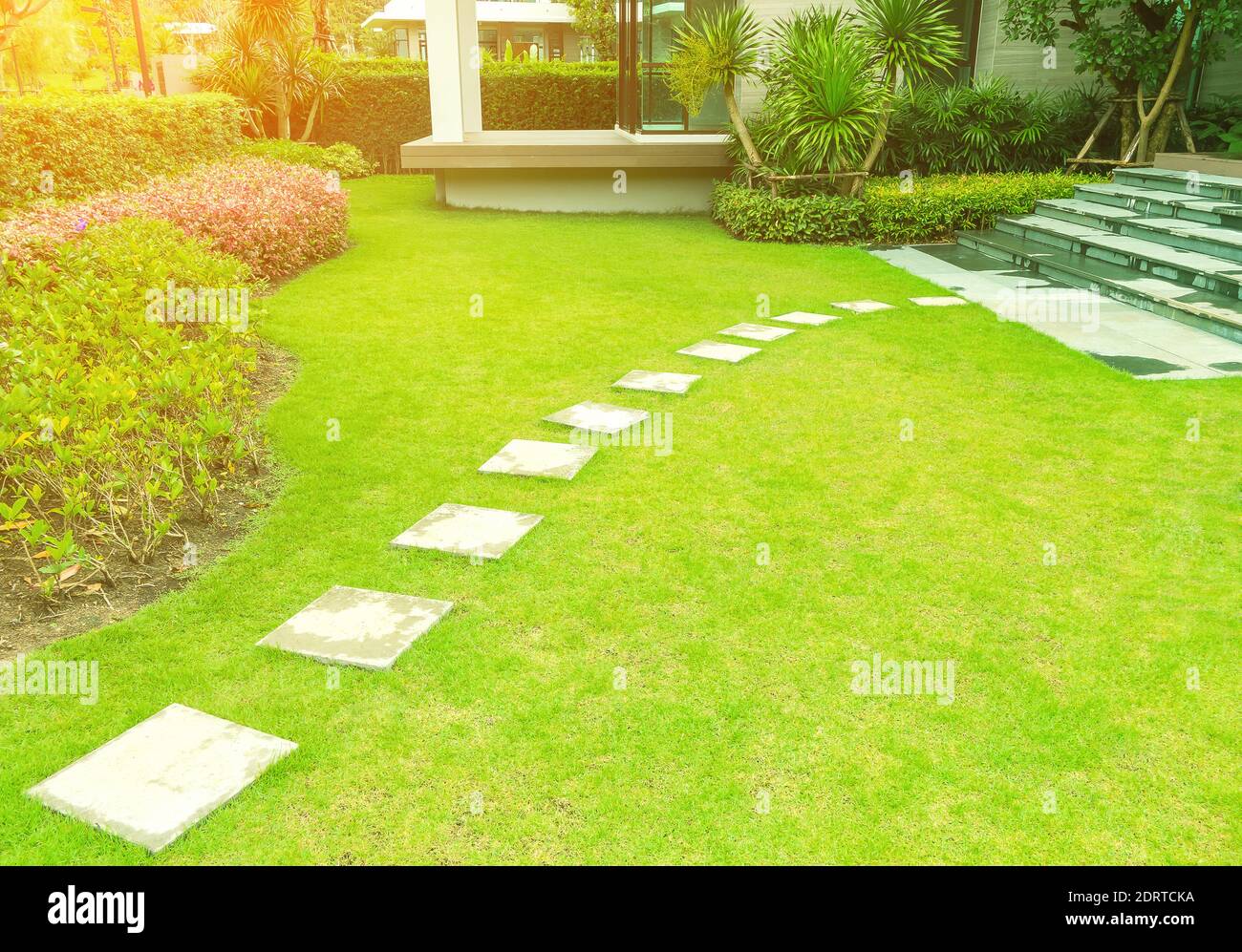 Stepping stone path in lawn hi-res stock photography and images - Alamy