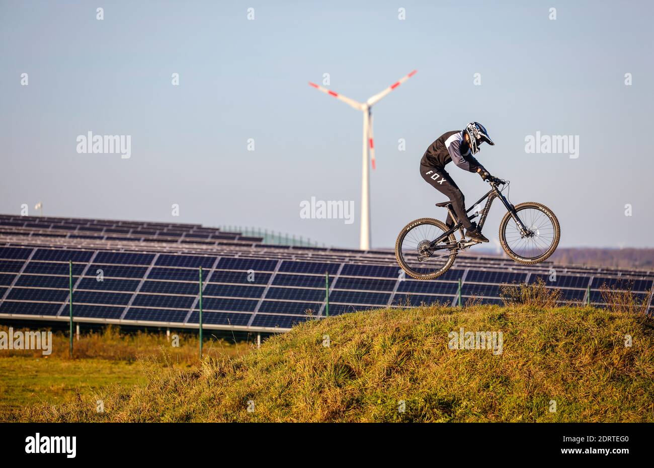 Dortmund, Ruhr area, North Rhine-Westphalia, Germany - mountain biker on mountain bike arena in ...
