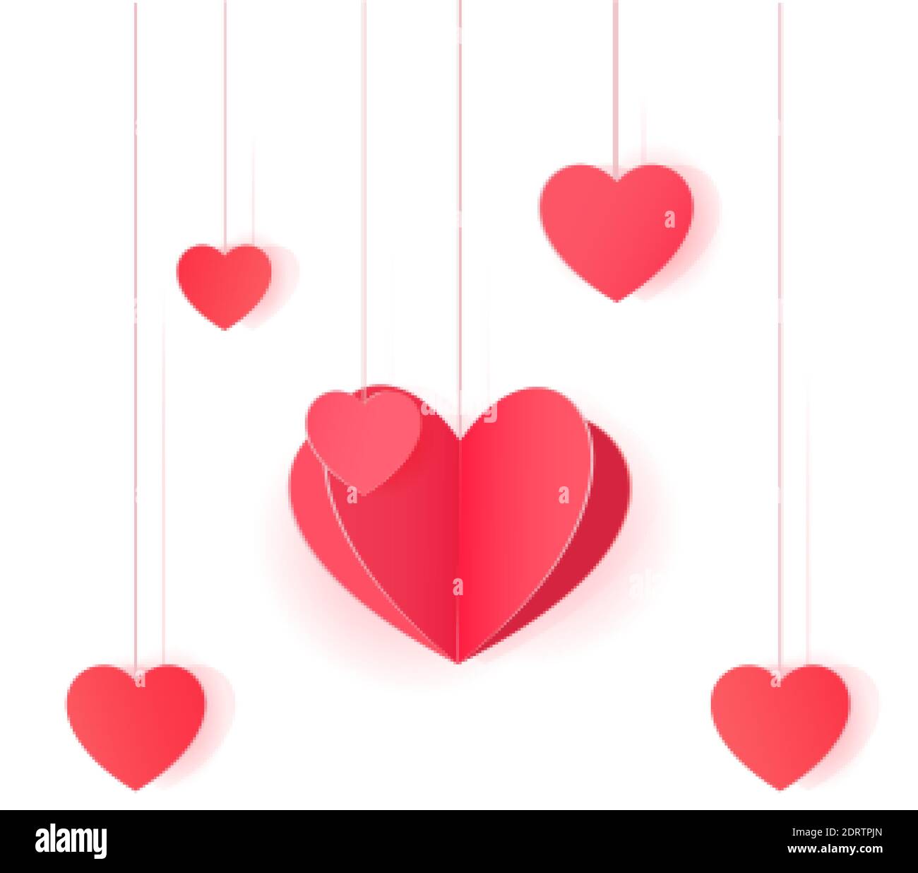 Hanging paper hearts clip art for design and decor Stock Vector Image ...