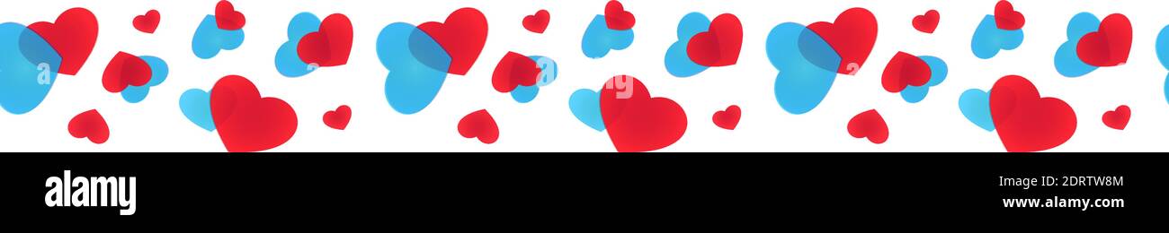 Seamless line of hearts for decoration, framing, edging, bordering ...