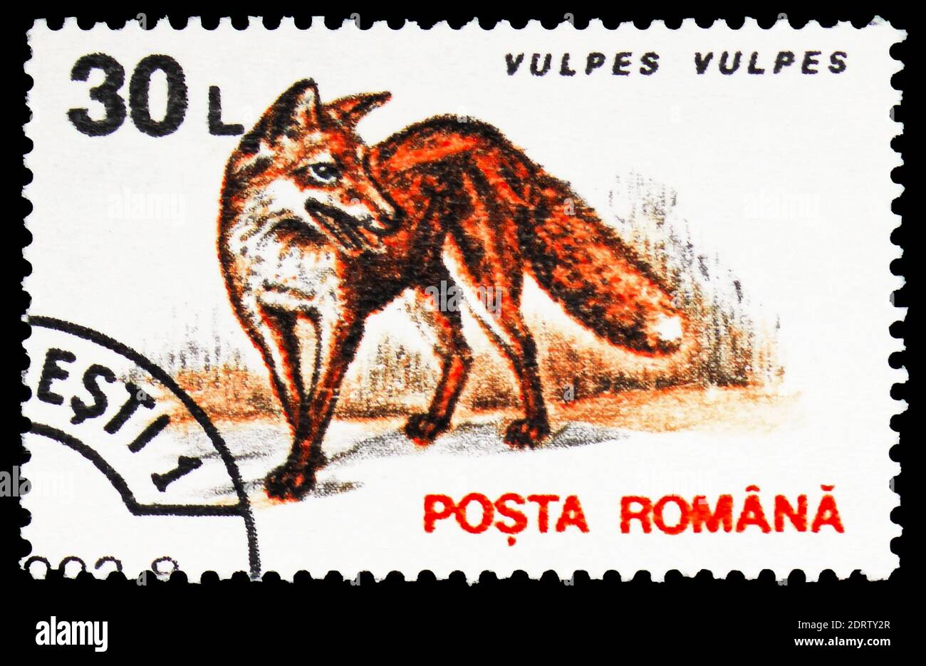 MOSCOW, RUSSIA - FEBRUARY 10, 2019: A stamp printed in Romania shows ...