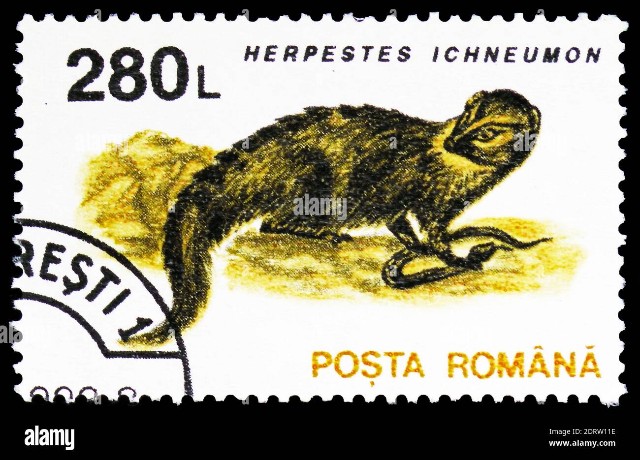 MOSCOW, RUSSIA - FEBRUARY 10, 2019: A stamp printed in Romania shows ...