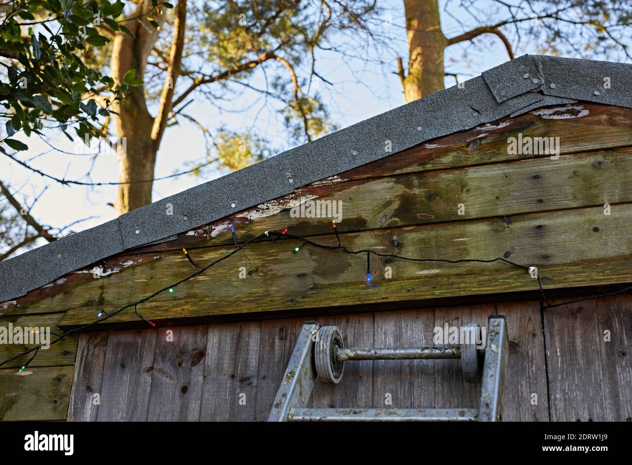 Maintenance on the roof of the smallholding water treatment shed ...