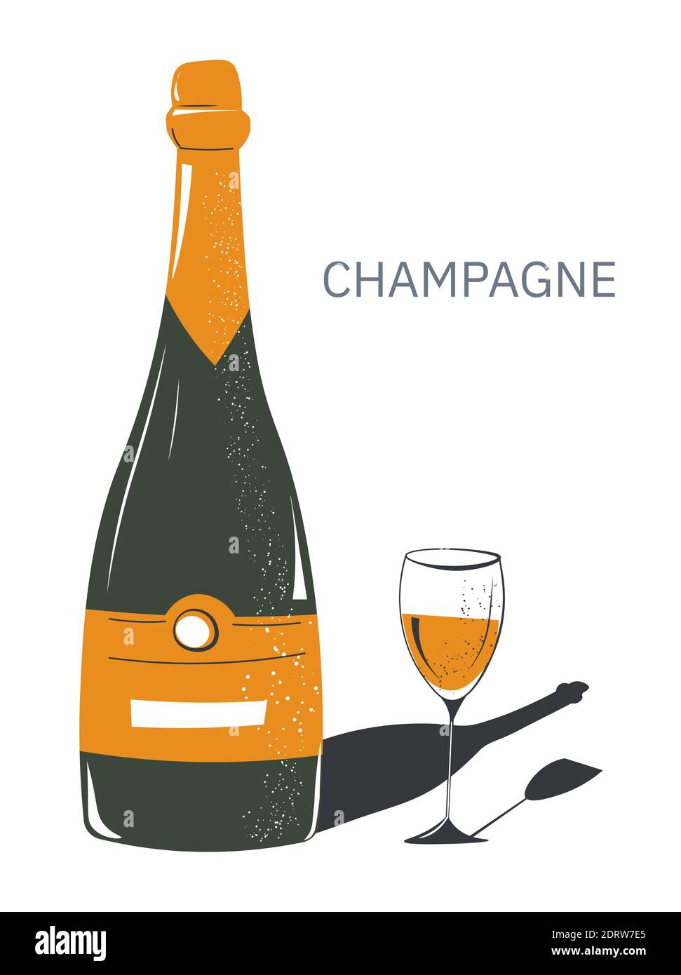 Champagne with bubbles, alcoholic beverage vector Stock Vector Image ...