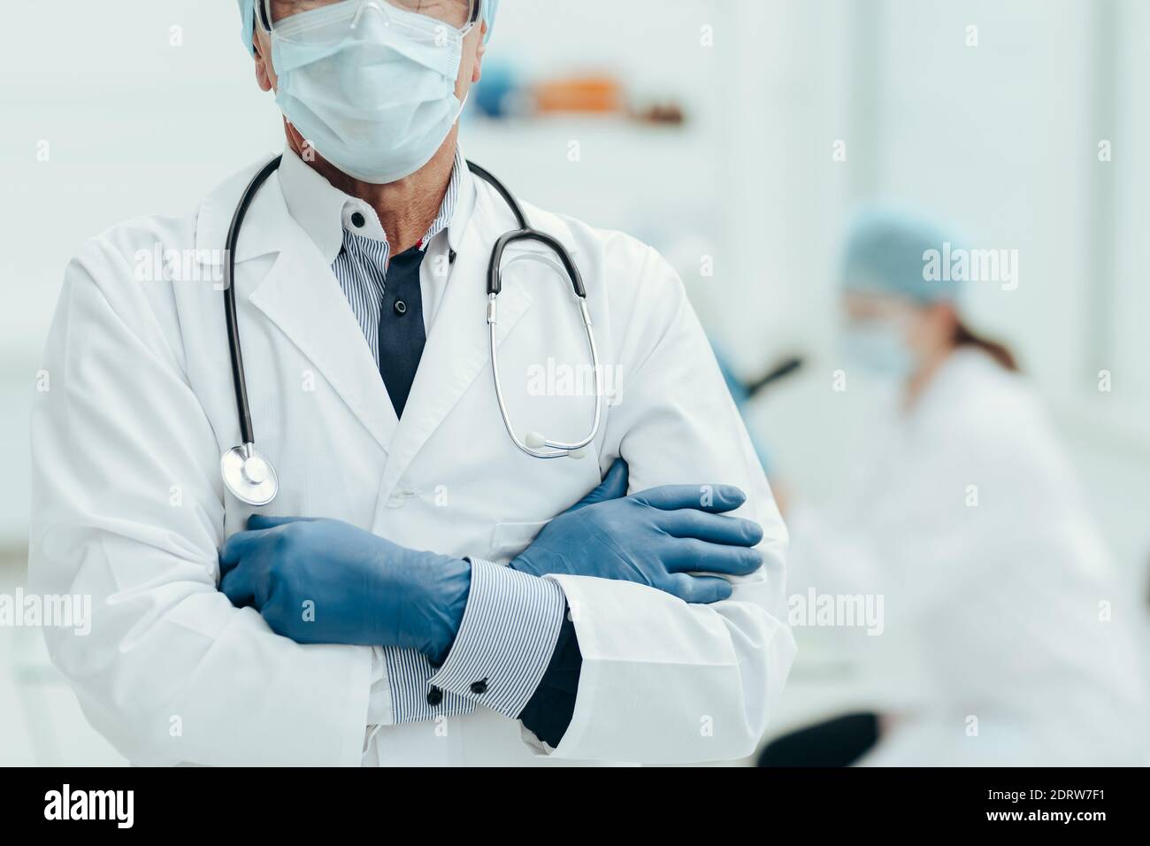 close up. practicing doctor standing in a medical laboratory Stock ...