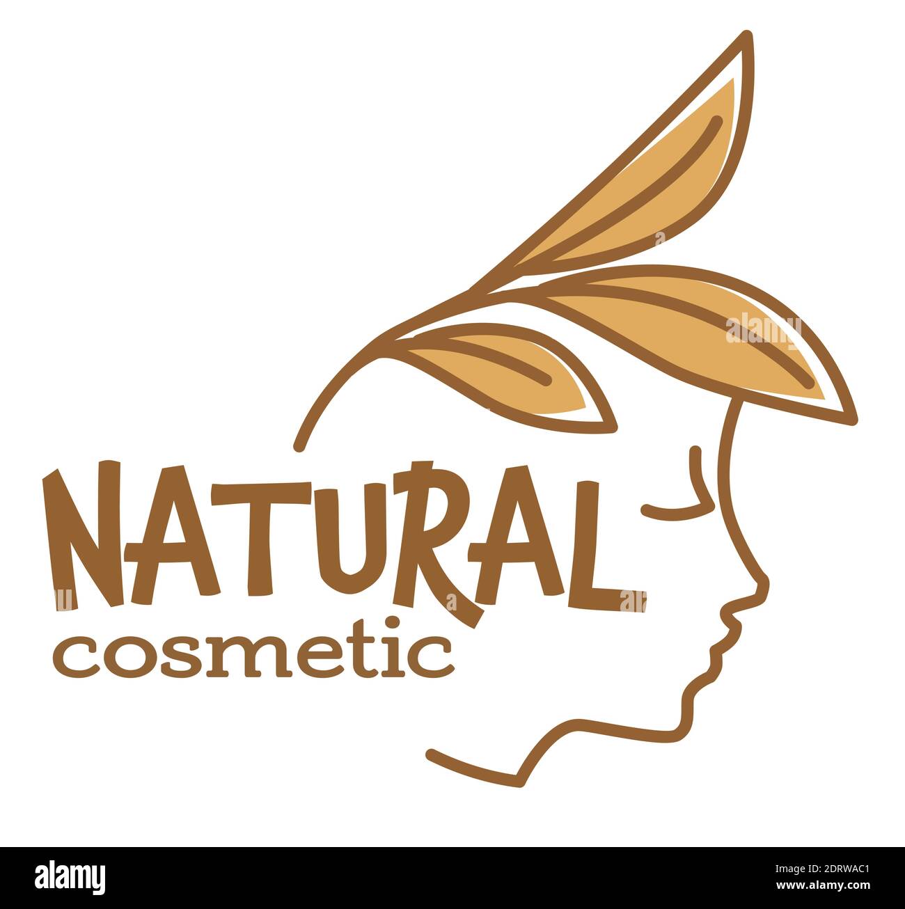 Natural cosmetic product, leaves and girl profile Stock Vector Image ...