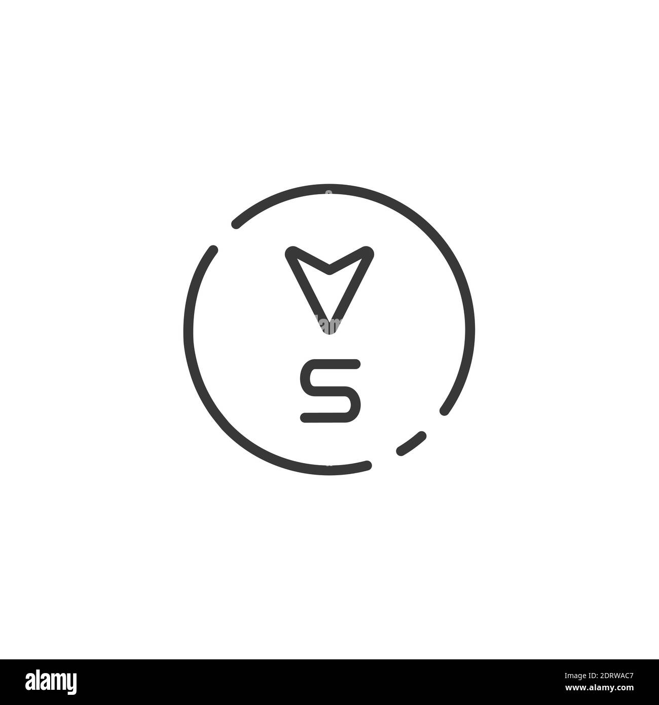South direction thin line icon. Isolated outline weather vector ...