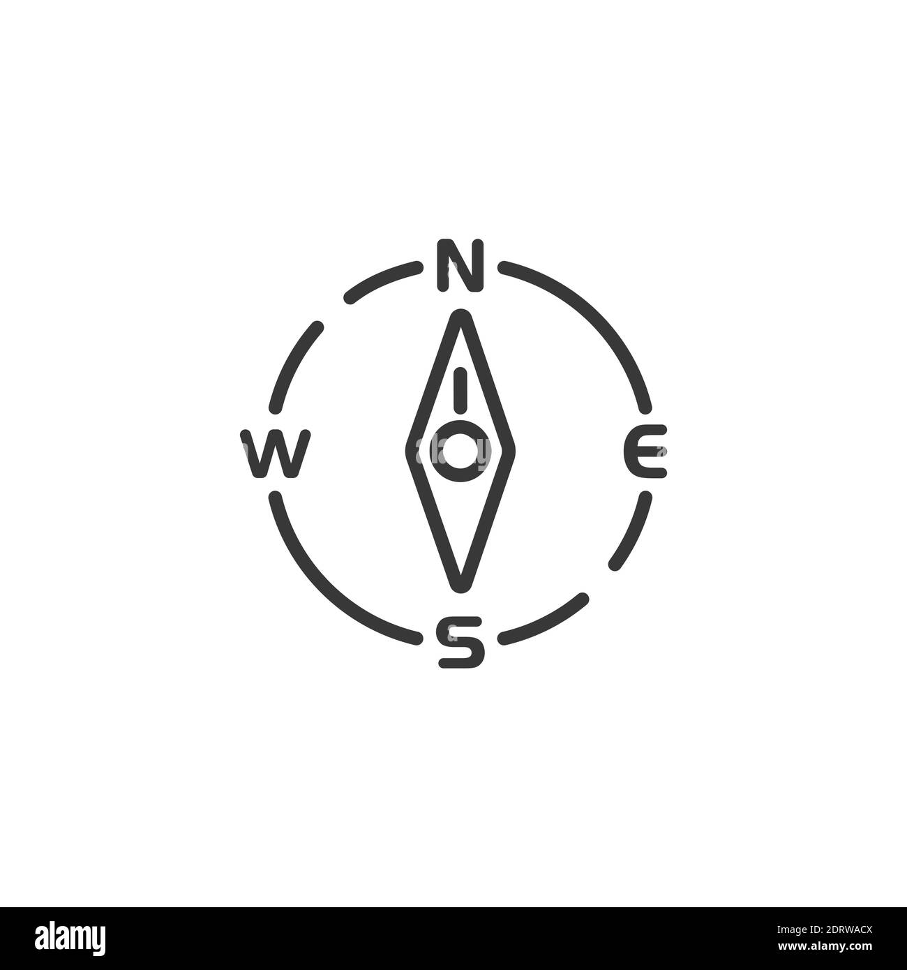 Compass thin line icon. North direction. Isolated outline weather ...