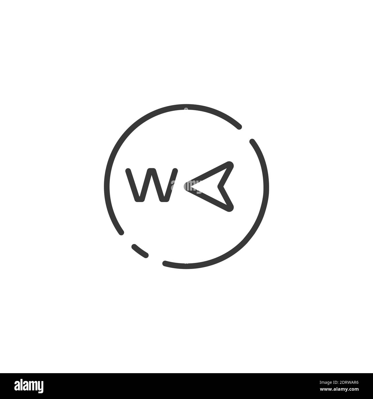 West direction thin line icon. Isolated outline weather vector ...