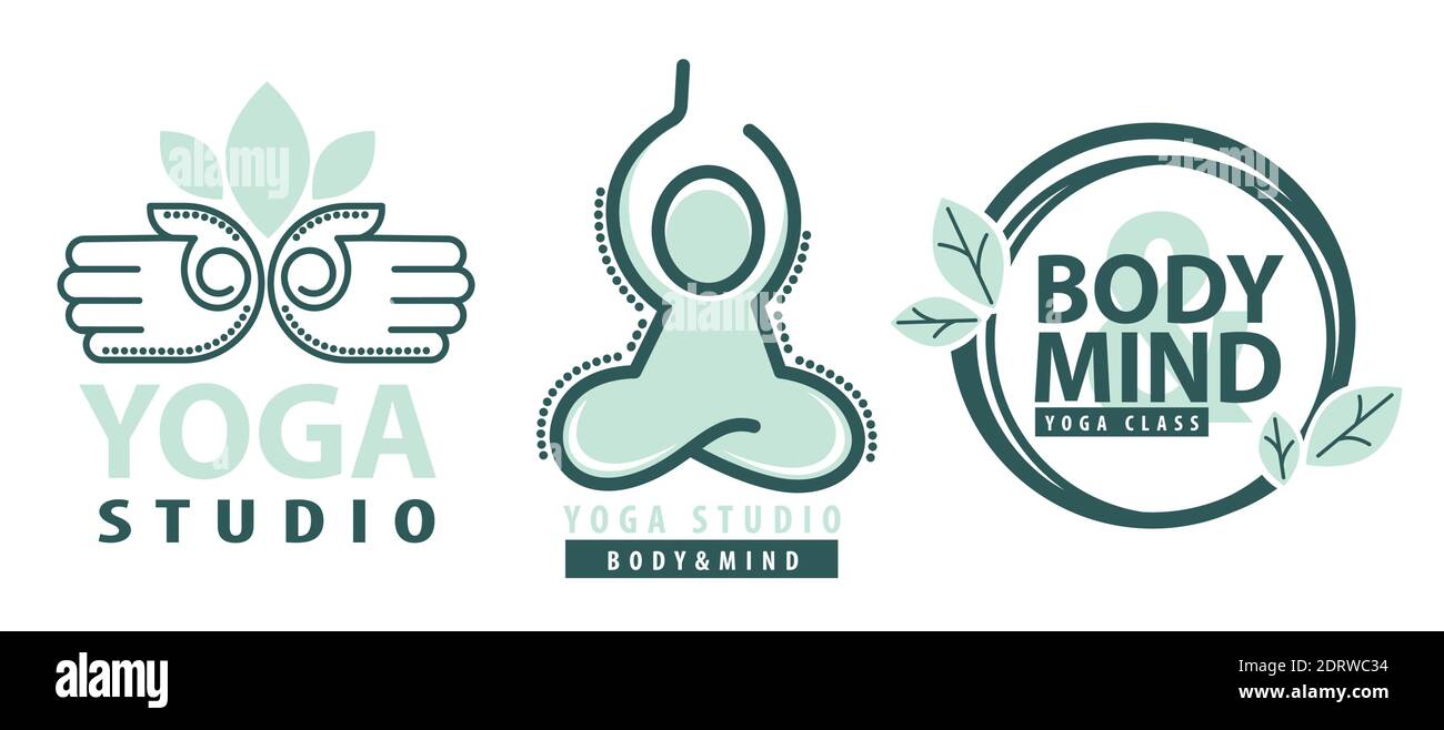 Yoga studio, mind and body meditation label vector Stock Vector Image ...