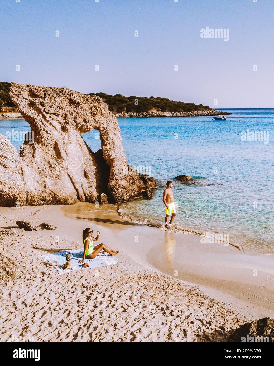 Greek island beach young woman hi-res stock photography and images - Alamy