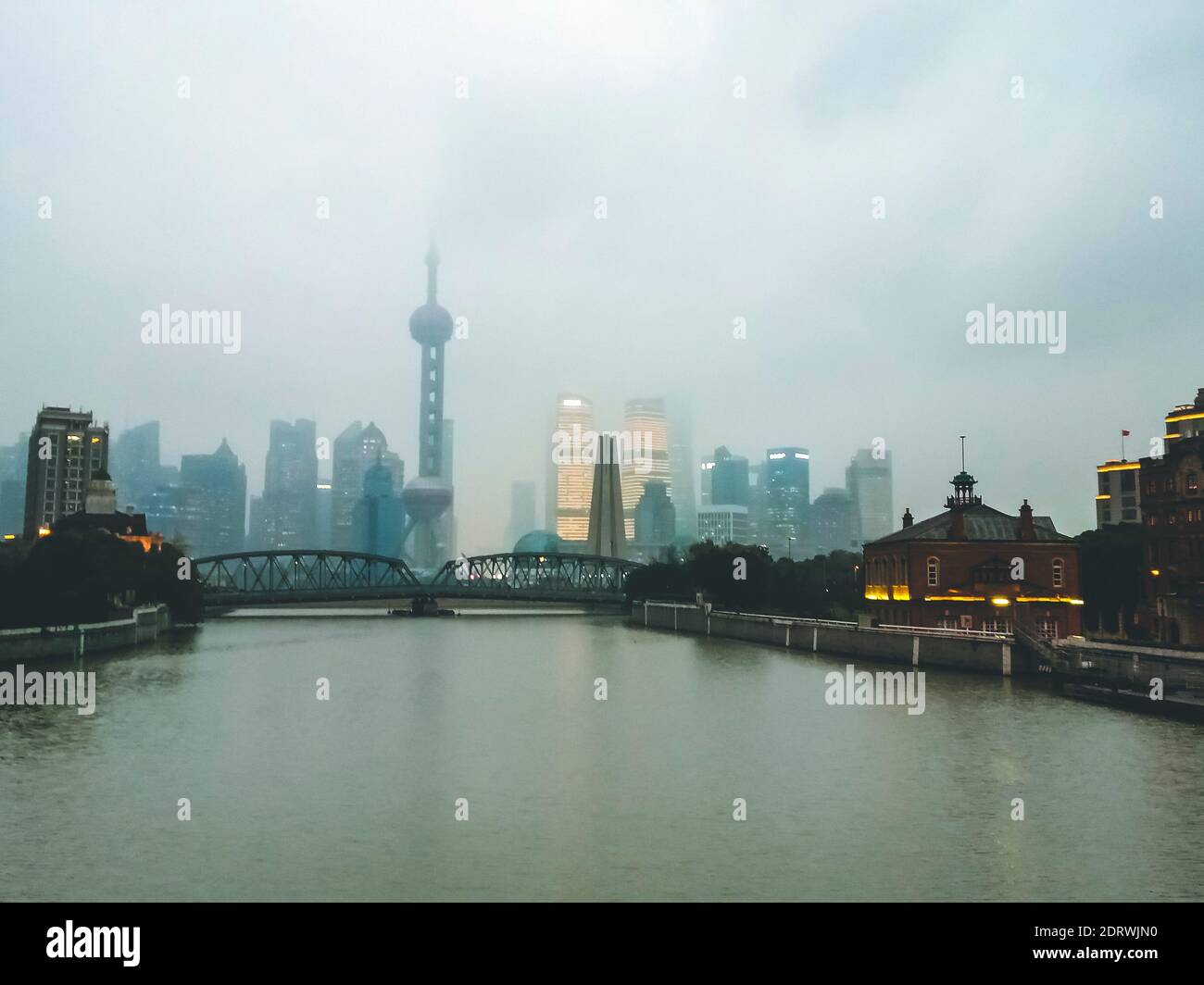 Waibaidu Bridge, Garden Bridge in Shanghai China .cityscape in ...