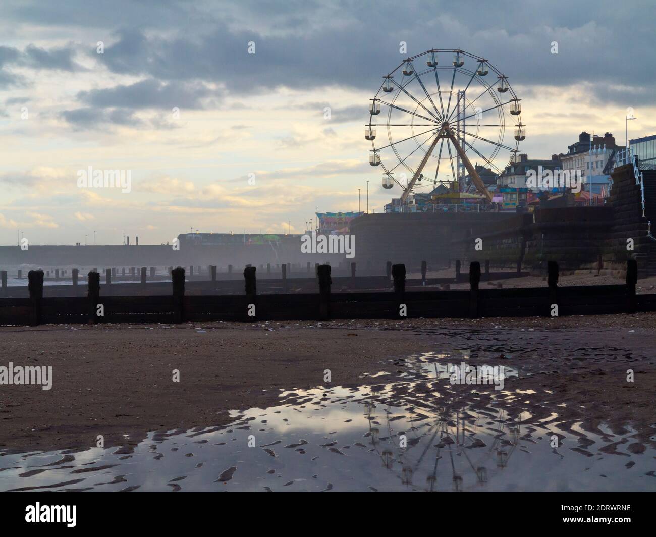 Winter view of the beach at Bridlington a popular seaside resort in the ...