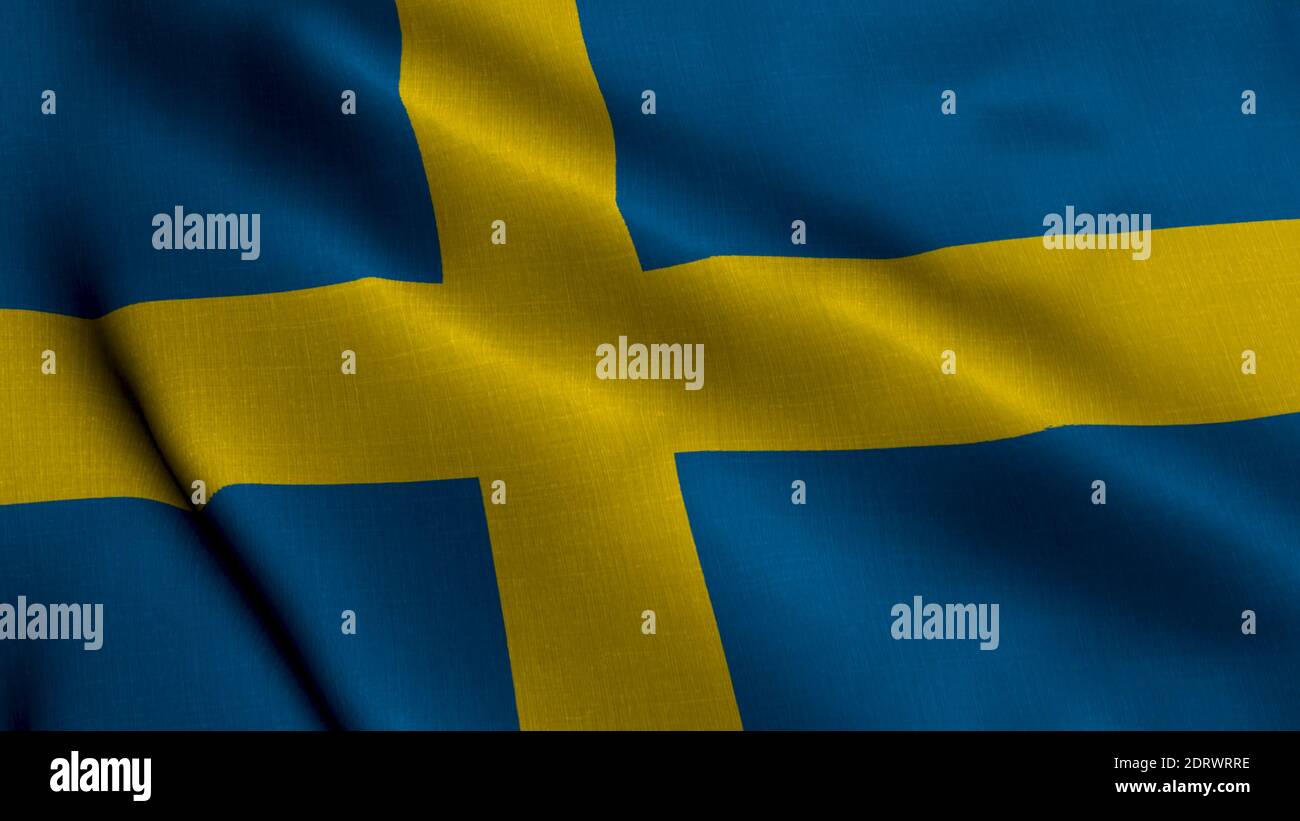 Sweden Satin Flag. Waving Fabric Texture of the Flag of Sweden, Real ...