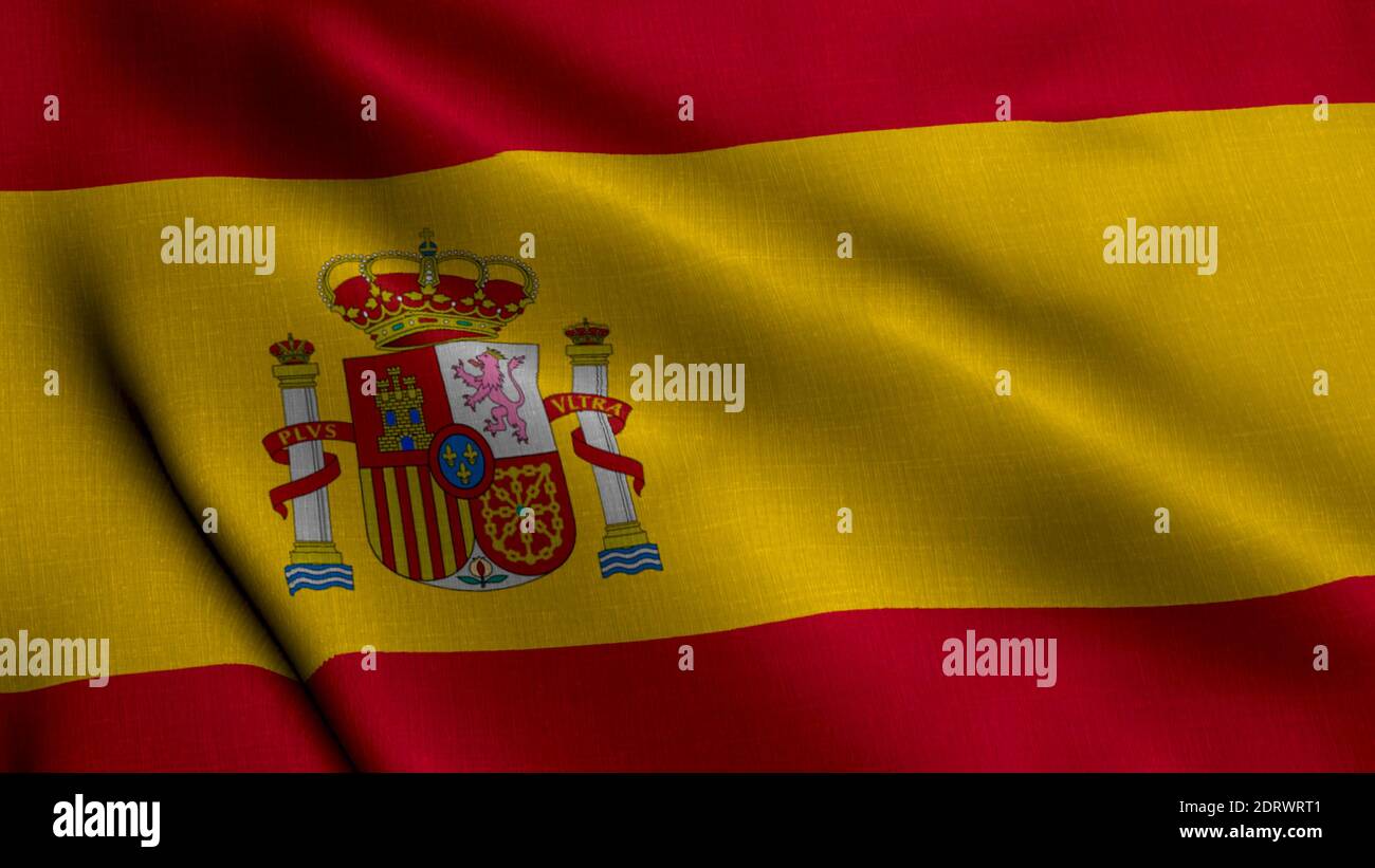 Spain Satin Flag. Waving Fabric Texture of the Flag of Spain, Real ...
