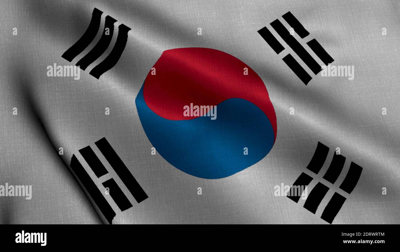 South Korea Satin Flag. Waving Fabric Texture of the Flag of South ...