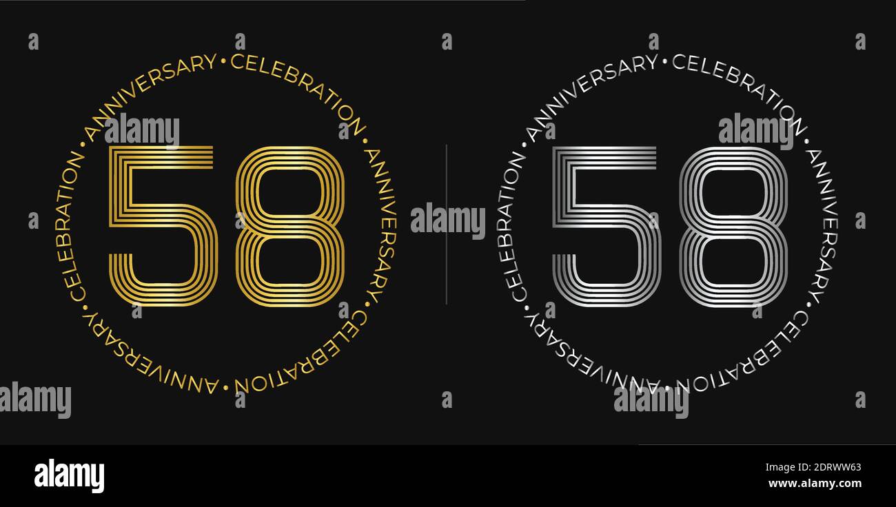 58th birthday. Fifty-eight years anniversary celebration banner in ...