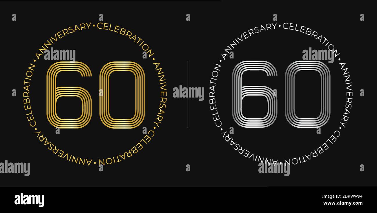 60th birthday. Sixty years anniversary celebration banner in golden and ...