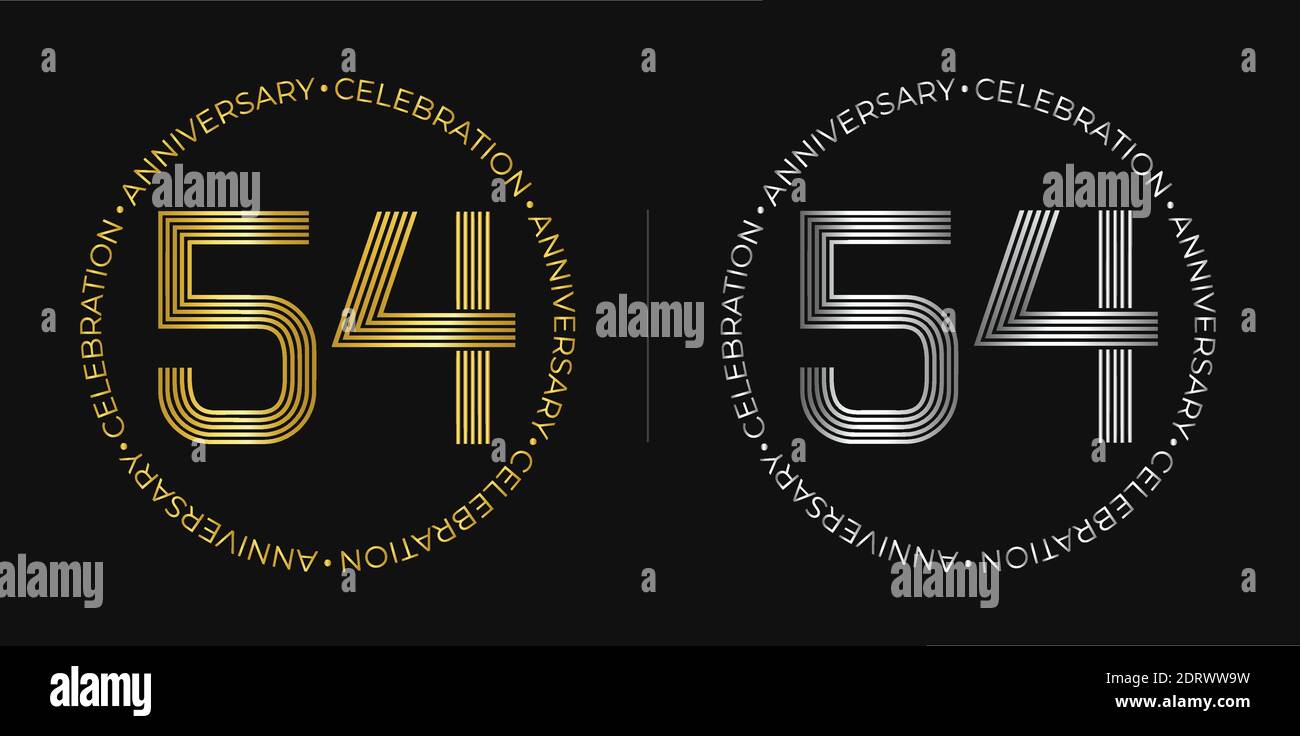 54th birthday. Fifty-four years anniversary celebration banner in ...